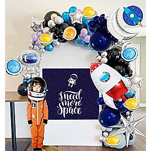 Outer space balloon garland arch kit chrome blue purple and astronaut rocket planet balloon for 2 The moon Space Theme Party galaxy Decorations