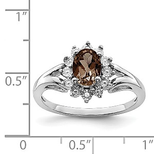 IceCarats 925 Sterling Silver Diamond Brown Smoky Quartz Ring Gemstone Band Size 7