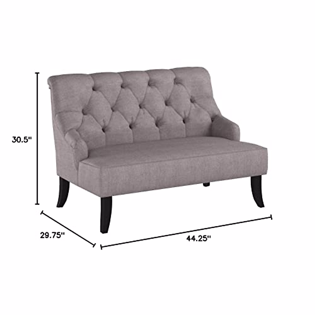 Christopher Knight Home Nicole Fabric Settee, Grey, L 44.25 x W 29.75 x H 30.5