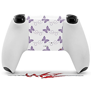 WraptorSkinz Skin Wrap compatible with Sony PS5 DualSense Controller Pastel Butterflies Purple on White (CONTROLLER NOT INCLUDED)