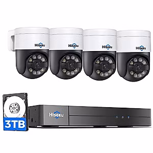 [3TB HDD+Human Tracking] Hiseeu 4K PoE Security Camera System,CCTV Camera Security System w/5MP Home Security Cameras, PTZ 270°Pan 90°Tilt，2-Way Audio,Remote Access,Night Vision,Waterproof,7/24 Record