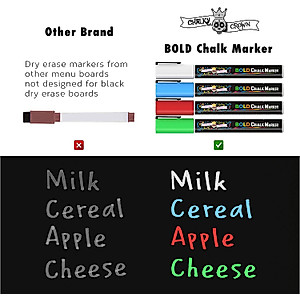 Magnetic Dry Erase Menu Board for Fridge Includes 4 Liquid Chalk Markers - Weekly Meal Planner Blackboard, Grocery List and Notepad for Kitchen Refrigerator - Chalkboard Magnet