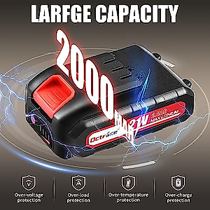 Octrace Electric Weed Wacker, Battery Powered Weed Eater with 1Pc 21V 2.0Ah Battery and Charger,Lightweight 3 in 1 Cordless Trimmer/Edger/Lawn for Garden,Yard（Black）