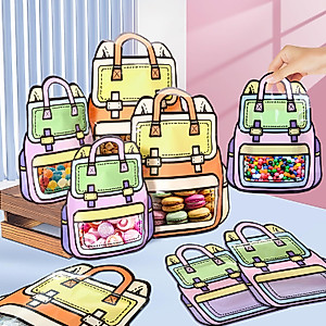 Cecnamt 30 Pcs Plastic Cute Goodie Bags For Kids Bulk Reusable Top Handle Gift Bag Birthday Goodie Bag Back to School Goodie Bags Cute Backpack Goodie Bag with Handle Candy Bag for Kids Party