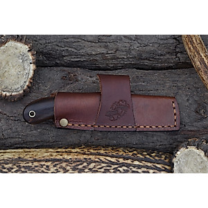 Knives Ranch Damascus Steel Small Castrator with Indian Rosewood Handle Dual Carry Vertical or Horizontal Cowboy Crossdraw Leather Sheath (3177-IRW)