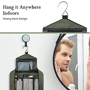 Maliton Travel Toiletry Bag for Men, Hanging Toiletry Bag with 4 Compartments, Portable Waterproof Compact Travel Bathroom Organizer, Ideal for Travel Daily Life (Olive Green)