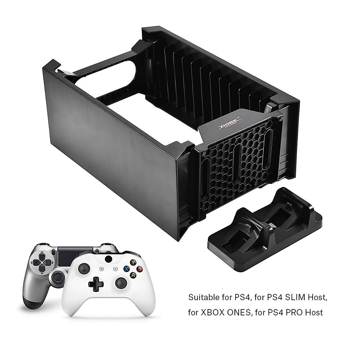 Vertical Console Stand Cooling Fan Game Disk Rack Holder for PS4 Slim PRO XboxONE S