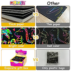 pigipigi Scratch Notes Art for Kids - 125 Mini Rainbow Scratch Paper Sheets with 5 Styluses Magic Scratch Crafts Art Supplies Kit for Girls Boys Toys Easter Games Party Favors Birthday