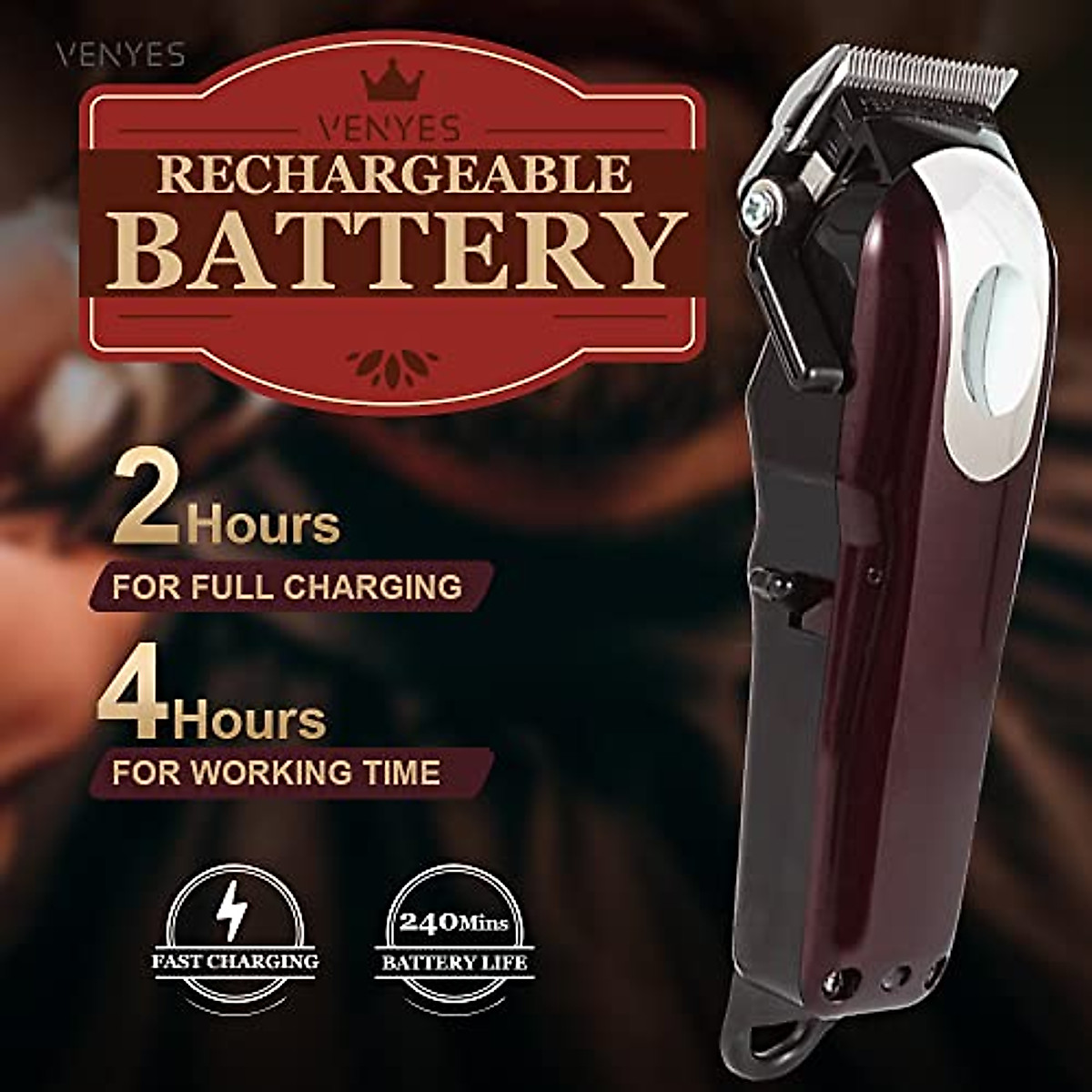VENYES The Best Barber Clippers for Men, Noise-Free Professional Hair Clippers for Barbers, Cordless Clippers Professional Barbers, Barber Supply Magic Clip Cordless