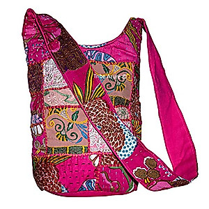 Tribe Azure Pink Large Floral Hobo Sling Shoulder Bag Cross Body Market Travel Fashion School Roomy