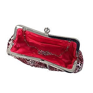 JNB Synthetic Leopard Print Clutch, Pink