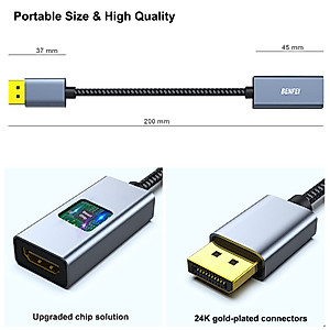 BENFEI DisplayPort to HDMI, Gold-Plated DP Display Port to HDMI 4K Adapter (Male to Female) Compatible for Lenovo Dell HP and Other Brand