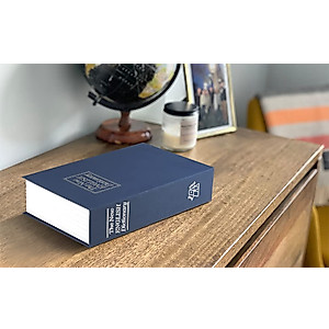 Tahoe trails Book Safe with Key Lock, Portable Metal Safe Box, Dictionary Diversion Book Safe,Secret Book Hidden Safe,9.5" x 6.1" x 2 .2" Navy Blue