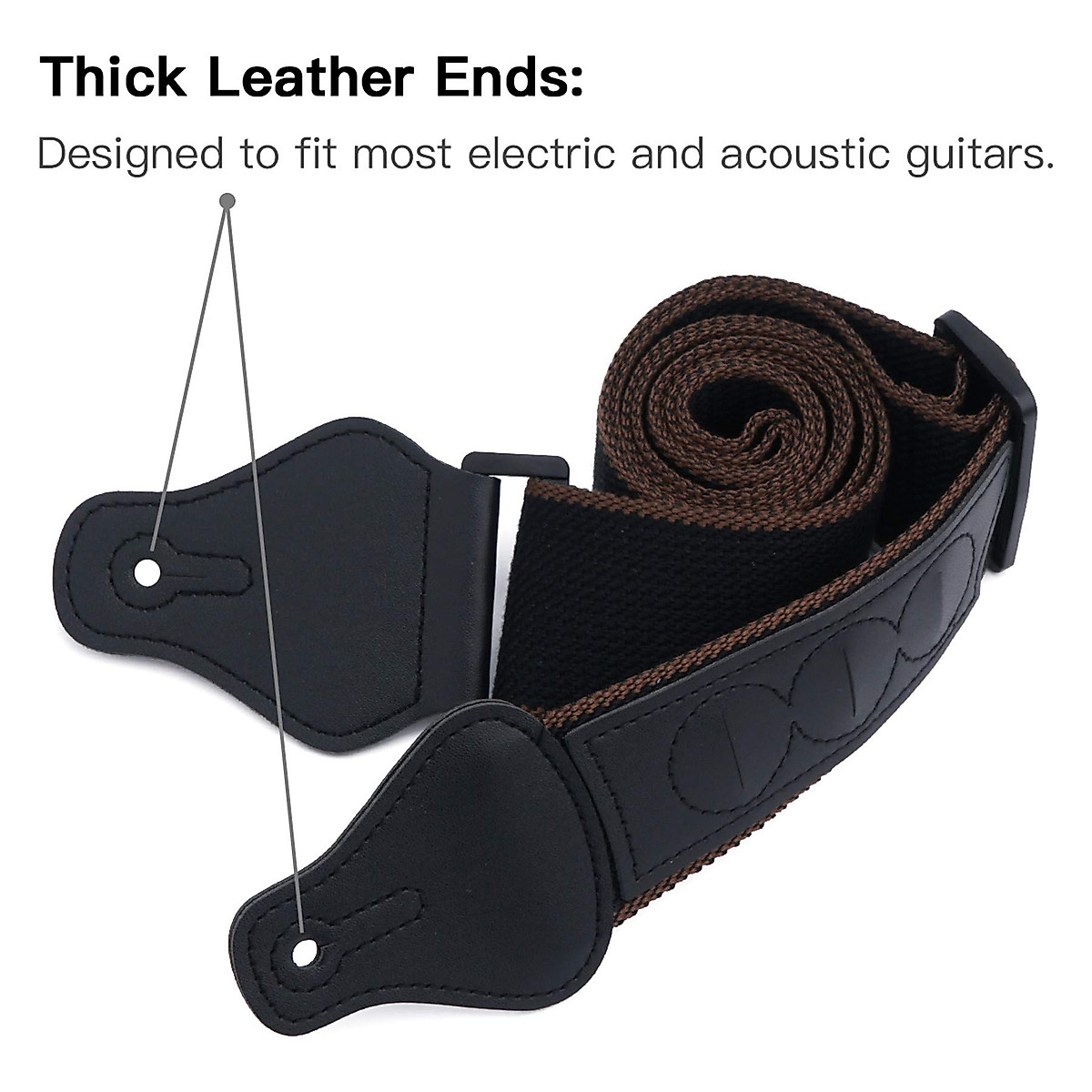 tifanso Guitar Strap, Soft Cotton Straps With 3 Pick Holders, Strap Button Headstock Adaptor, 1 Pair Locks and 3 Picks Set For electric/Acoustic Guitar
