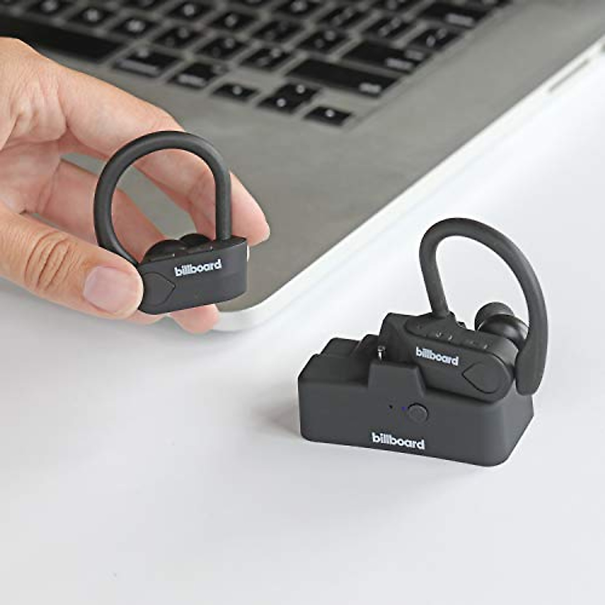 Billboard Bluetooth 5.0 True Wireless Stereo Sport Earhooks with Charging Stand, Black (BB2623)