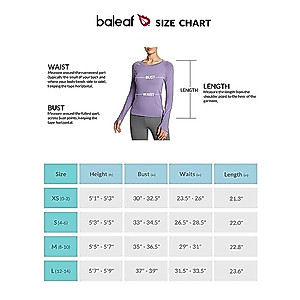 BALEAF Women's Long Sleeve Workout Athletic Seamless Shirts Tight Yoga Running Gym Fitted Tops with Thumb Holes Purple S