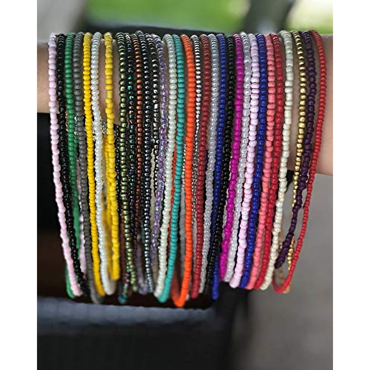 African Beads Waist Chains for Women,Colorful Handmade Seed Beads Waist Belly Chain Multilayer Body Chain Jewelry Accessories Beads Elastic Waist Chain