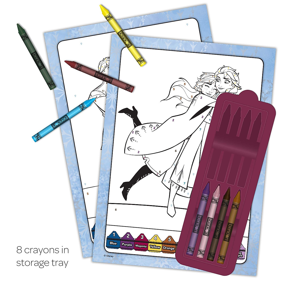 Disney Frozen 2 Elsa 32-Page Color by Number Activity Book with 8 Crayons 45824 Bendon
