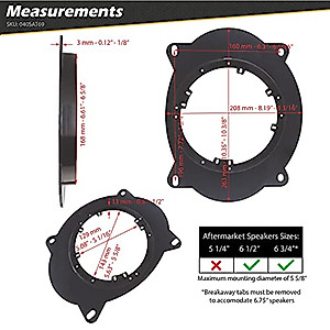 Scosche Select 2002 to 2020 Lexus & Toyota Vehicles 6.5” - 6.75” Speaker Adapters (1 Pair) SAT69,black