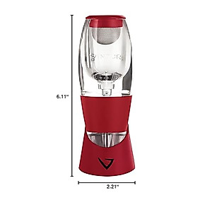 Vinturi Red Wine Aerator Pourer and Decanter Enhances Flavors with Smoother Finish, Includes No-Drip Base, Red