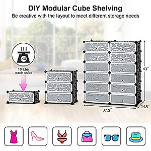 Toolsempire 37.5” Shoe Rack Organizer, 6-Tier Plastic Shoe Storage Cabinet for 24 pairs, Sturdy & Stackable Modular Shoe Shelf Rack for Closet Entryway, Black