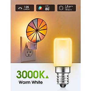 LOHAS LED C7 S6 Night Light Bulb, 15 Watt Light Bulbs Equivalent(1.5W), Mini LED Bulb Candelabra E12 Base, Soft/Warm White 3000K LED, Small Light for Bedroom Salt Lamp(6 PACK)