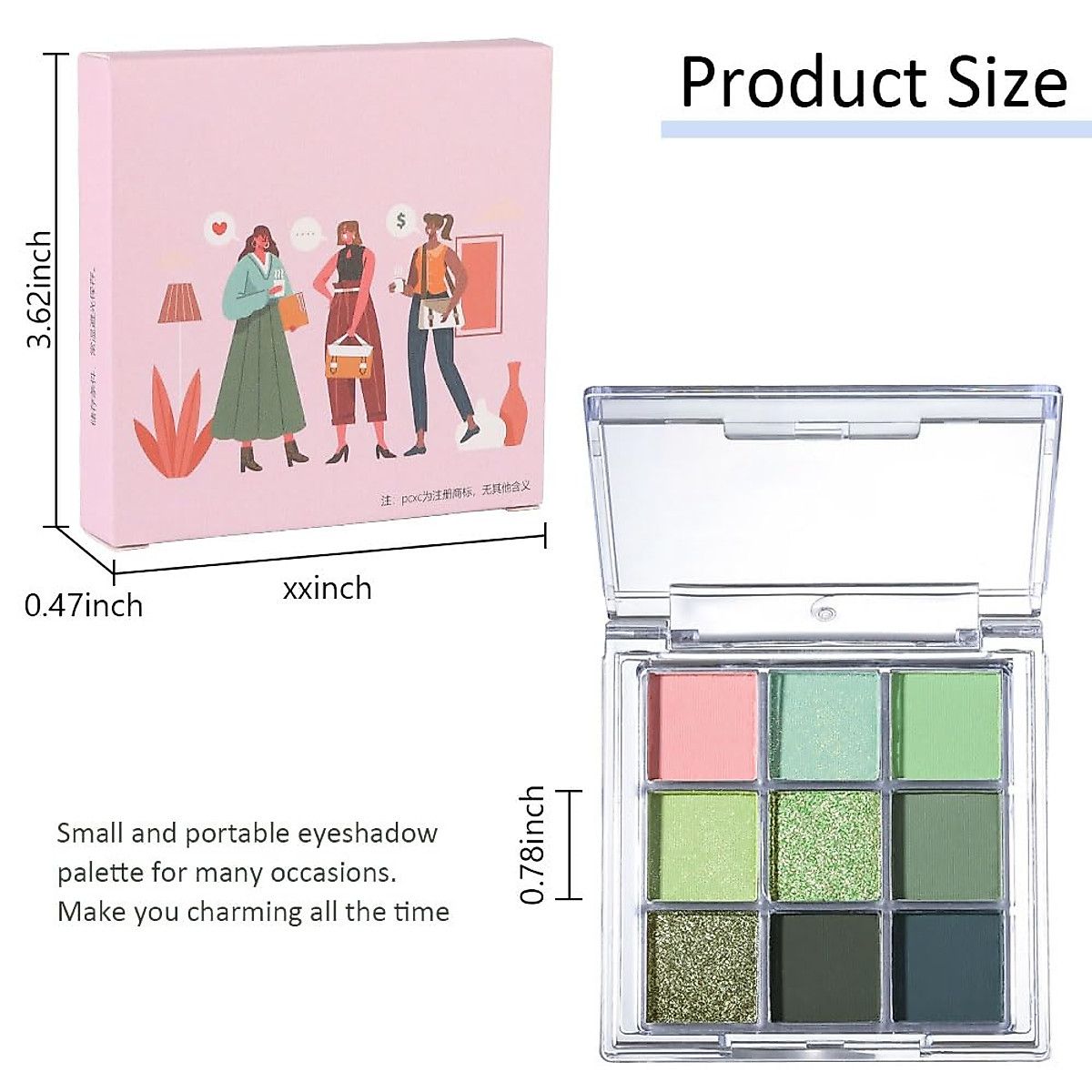 CAKAILA 9 Colors Green Highly Pigmented Colorful Eyeshadow Palette,Matte Shimmer Forest Emerald Green Eye Shadow Makeup Palettes,Long Lasting Waterproof Eye Makeup Palette