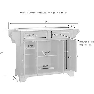 Crosley Furniture Lafayette Granite Top Rolling Kitchen Island Storage Cart, Microwave Stand, Spice Rack, White