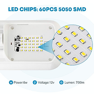 Kohree Upgrade 1000 Lumen Led RV Ceiling Double Dome Light Fixture, 5 Pack 12V Camper Interior Lighting with ON/Off Switch for Trailer RV Car Boat, Clear Cover (Natural White 4000-4500K, 60 X 5050SMD)