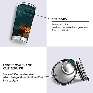 Jihqo Happy Halloween Theme Tumbler with Lid and Straw, Insulated Stainless Steel Tumbler Cup, Double Walled Travel Coffee Mug Thermal Vacuum Cups for Hot & Cold Drinks 20oz