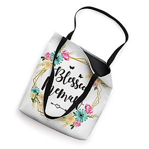 Womens Blessed Memaw Cute Flower Memaw Gift Tote Bag