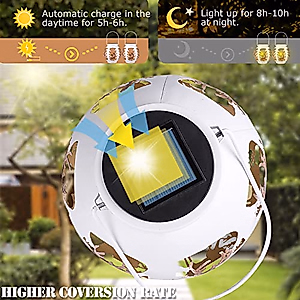 KINDDOG Solar Lanterns Outdoor, Reindeer Chrismas Metal Garden Lanterns Decor Hanging-Patio Decorations Waterproof 2 Pack (Reindeer)