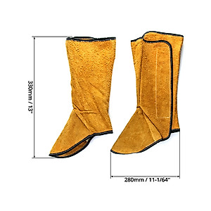 QWORK Fireproof Shoe Leg Cover Leather for Welding Welder Work Boot Protectors, Welding Safety Boot Covers, Leg Guards Gaiters, Men and Women