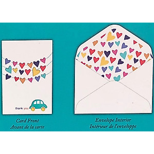 Molly & Rex Window Boxed Set of 10 Laser Cut Thank You Blank Cards, Love Bug Heart Line 97667