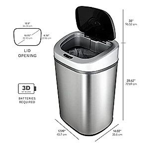 Automatic Touchless Kitchen Trash Can with Lid, Motion Sensor Trash Can for Kitchen, Bathroom, Living Room and Office, 21.1 Gallon/ 80 Liter, Stainless Steel…
