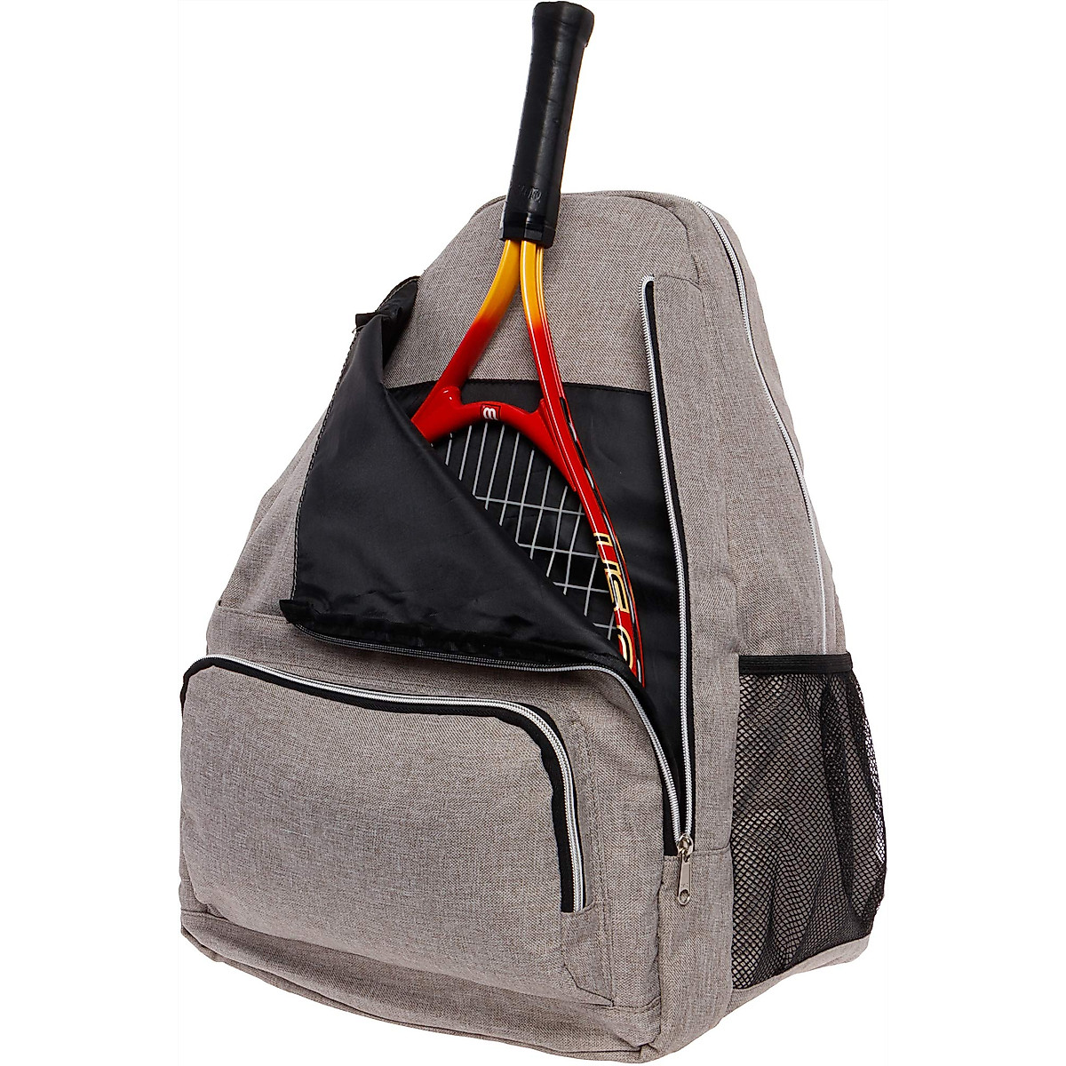 LISH Game Point Tennis Backpack w/Shoe Compartment - Racket Holder Equipment Bag for Tennis, Racquetball, Squash (Grey)