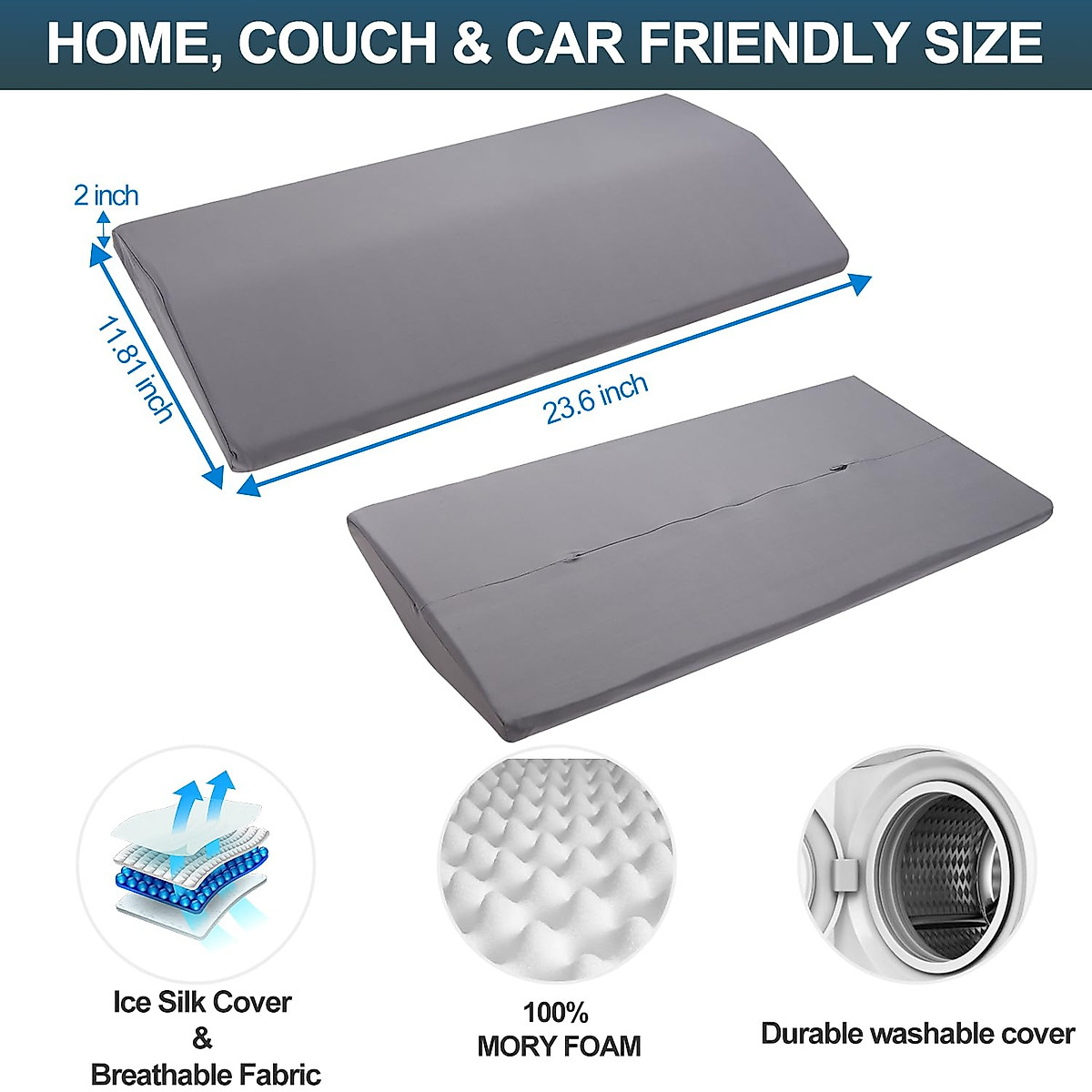 Lumbar Support Pillow for Sleeping Memory Foam Pillow for Back Pain Relief,Side, Back,Legs,Stomach Sleepers,Waist Support Cushion Pregnant Woman Hip Knee Spine Alignment Sciatic Nerve (Large Size)