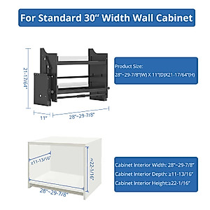 HEEPOR Pull Down Shelf Upper Kitchen Wall Cabinet Storage Organizer (30inch Cabinet) Black