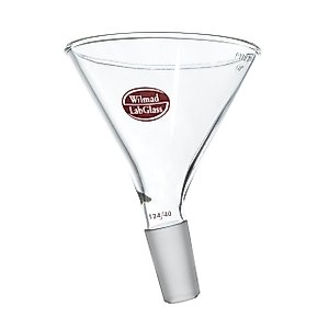 Wilmad-LabGlass LG-8307-102 60° Angled Offset Powder Funnel, Standard Taper 24/40, 100mm Top Diameter