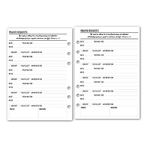 A5 Prayer Requests Planner Insert Refill, 5.83″ x 8.27″, Fits 6-Rings Binders - Filofax, LV GM, Moterm, Choice of Quantity