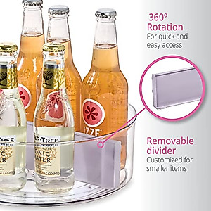 Rosanna Pansino x iDesign Recycled Plastic Divided Lazy Susan Turntable with Lid, Clear Bin/Lavender Sprinkles Divider, 10” D x 3.69” H