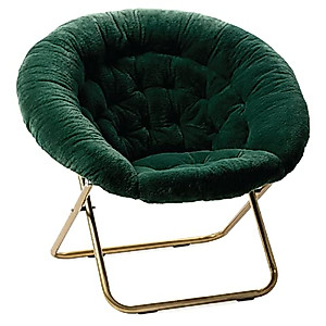 Milliard Cozy Chair/Faux Fur Saucer Chair for Bedroom/X-Large (Green)