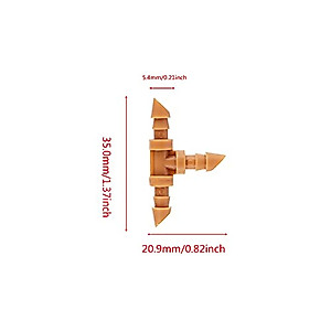 FOGWOWO 100pcs 1/4" drip Irrigation kit 3-Way Fitting, Brown Connector with Barb, Universal Fitting for drip Irrigation Hose, Lawn, Sprinkler systemirrigation System