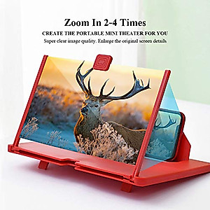 12" Phone Screen Magnifier 3D Screen Amplifier HD Mobile Phone Magnifier 3D Phone Projector Screen for Movie Video Live Broadcast, Fits All Phones
