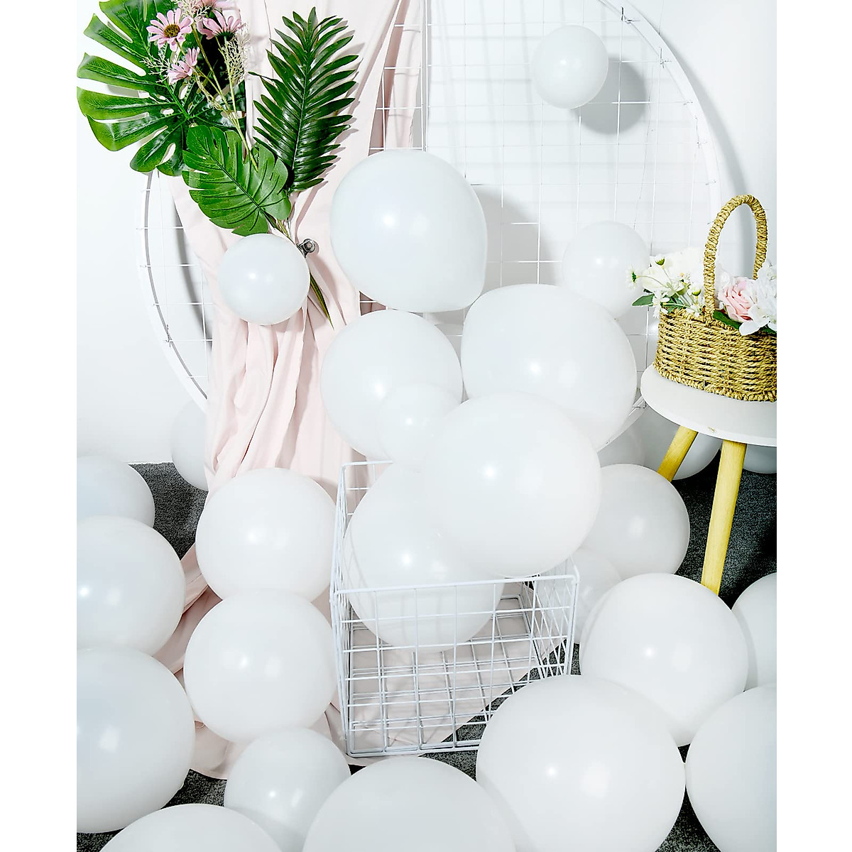 Freechase White Latex Balloons - White Party Balloons 139 Different Sizes 5/10/12/18 Inch, White Balloon Garland Kit for Birthdays, Graduation, Baby Shower, Wedding, and Bachelorette Party Balloons