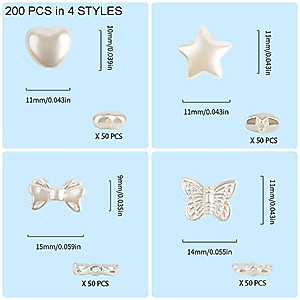 200 PCs ABS Imitation Pearl Beads - 10mm White Butterfly Star Heart Bowknot Beads - Aesthetic Beads for Jewelry Making Bracelets Necklace