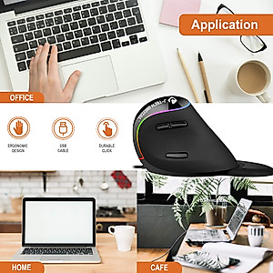 J-Tech Digital V638R Ergonomic Wired Mouse, 4 DPI Settings, RGB LED Variations, Magnetic Removable Palm Rest, 6 Button Functions, 1 Year Manufacturer Replacement Warranty