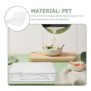 Cabilock Transparent Cutlery Box Desktop Accessories Flatware Tray with Cover Utensil Drawer Organizer Plastic Silverware Cutlery Storage Holder Storage Box Refrigerator The Pet