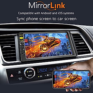 7 Double Din Touch Screen Car Radio with Apple CarPlay,7 Inch Bluetooth Car Stereo with Backup Camera, FM Steering Wheel Controls,Mirror Link Navigation,USB/TF/Subwoorf/240 watts