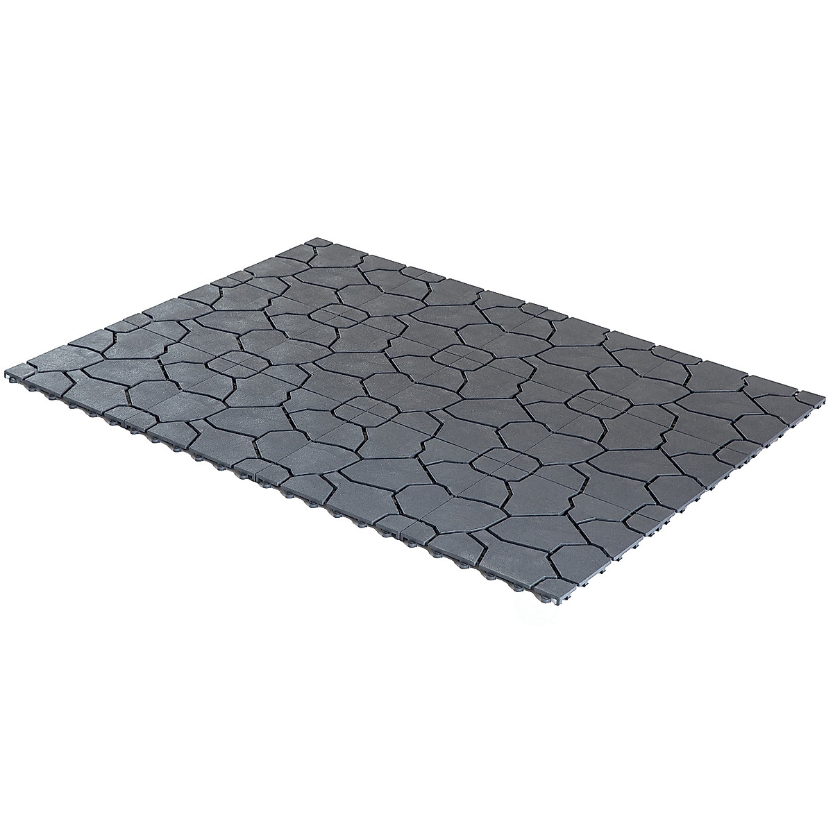 Gray Garden Path Track Interlocking Stone Look Design Pathway Tile Floor Paver, Pack of 4